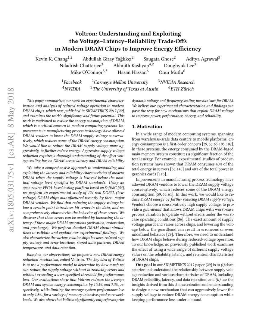 Voltron: Understanding and Exploiting the Voltage-Latency-Reliability ...