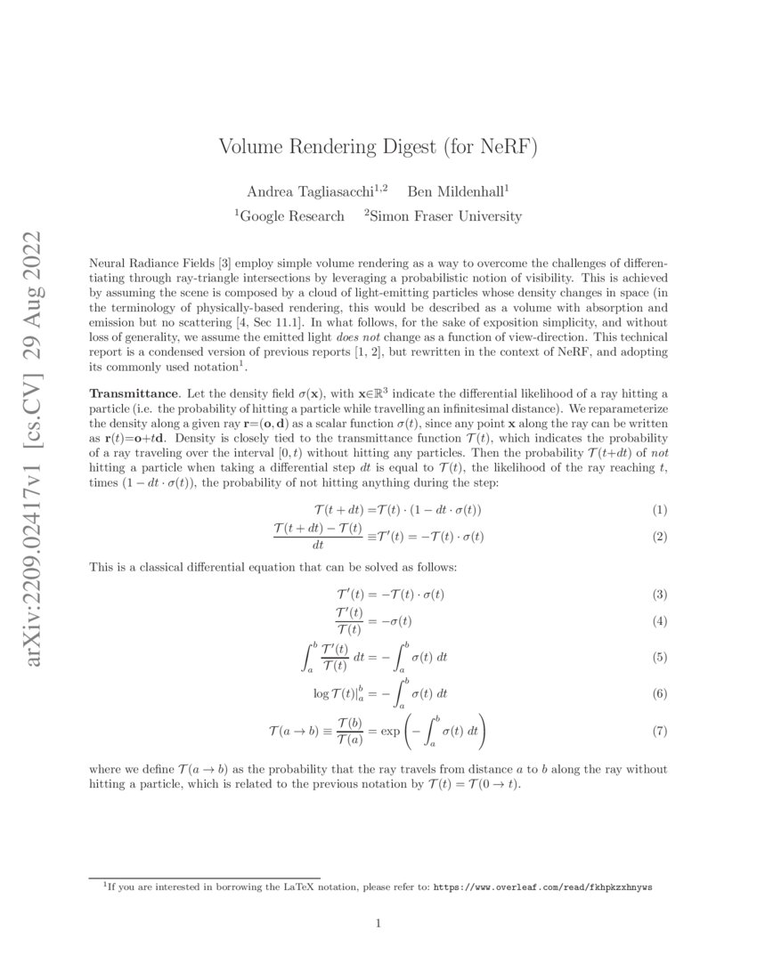 Volume Rendering Digest (for NeRF) | DeepAI