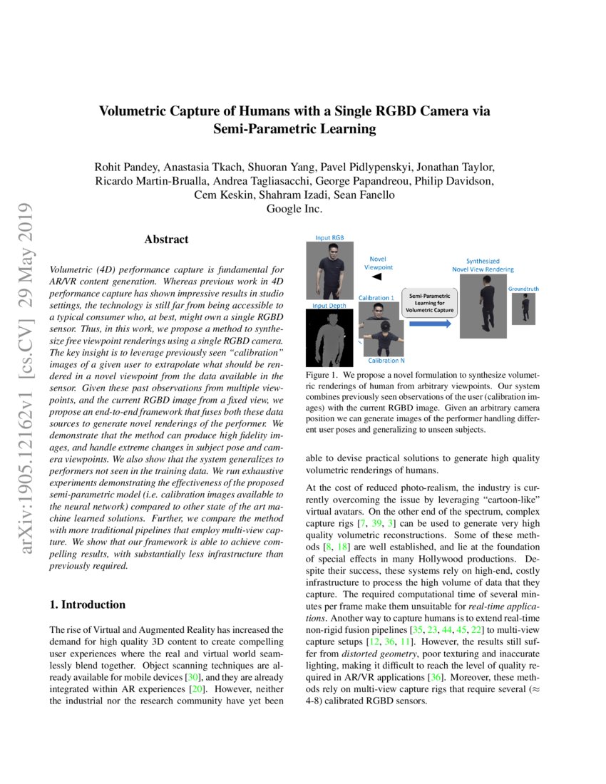 Volumetric Capture of Humans with a Single RGBD Camera via Semi ...