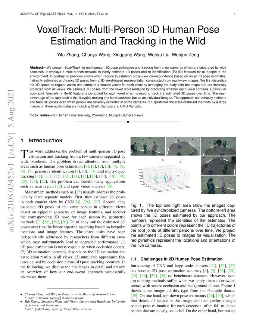 VoxelTrack: Multi-Person 3D Human Pose Estimation and Tracking in the Wild | DeepAI