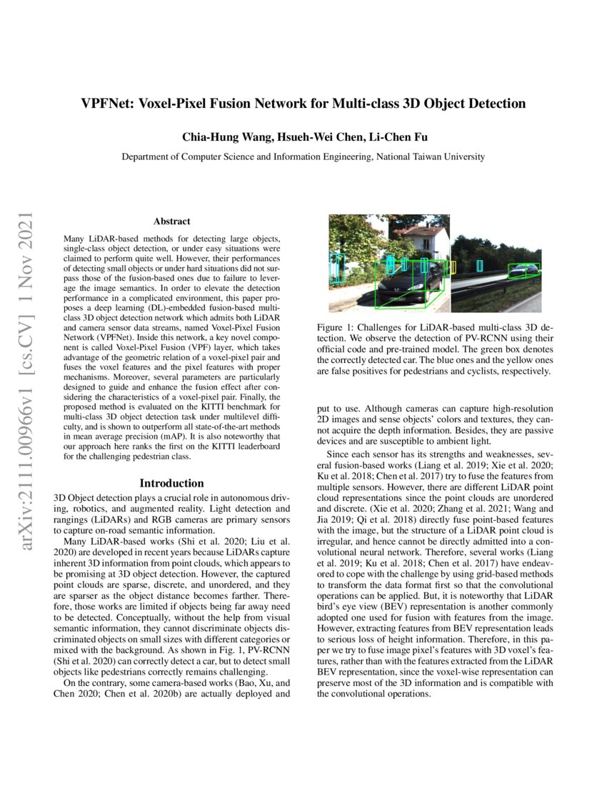 VPFNet: Voxel-Pixel Fusion Network for Multi-class 3D Object Detection | DeepAI