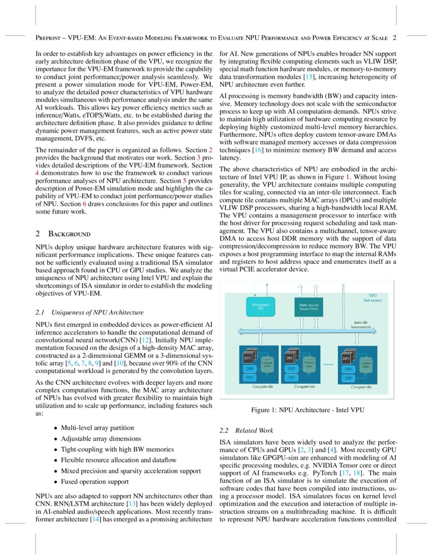Vpu Em An Event Based Modeling Framework To Evaluate Npu Performance