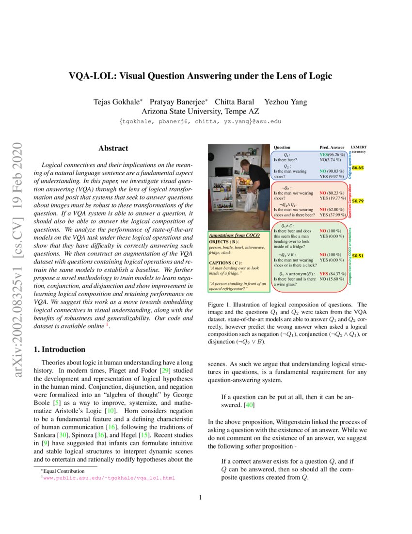 VQA-LOL: Visual Question Answering under the Lens of Logic | DeepAI