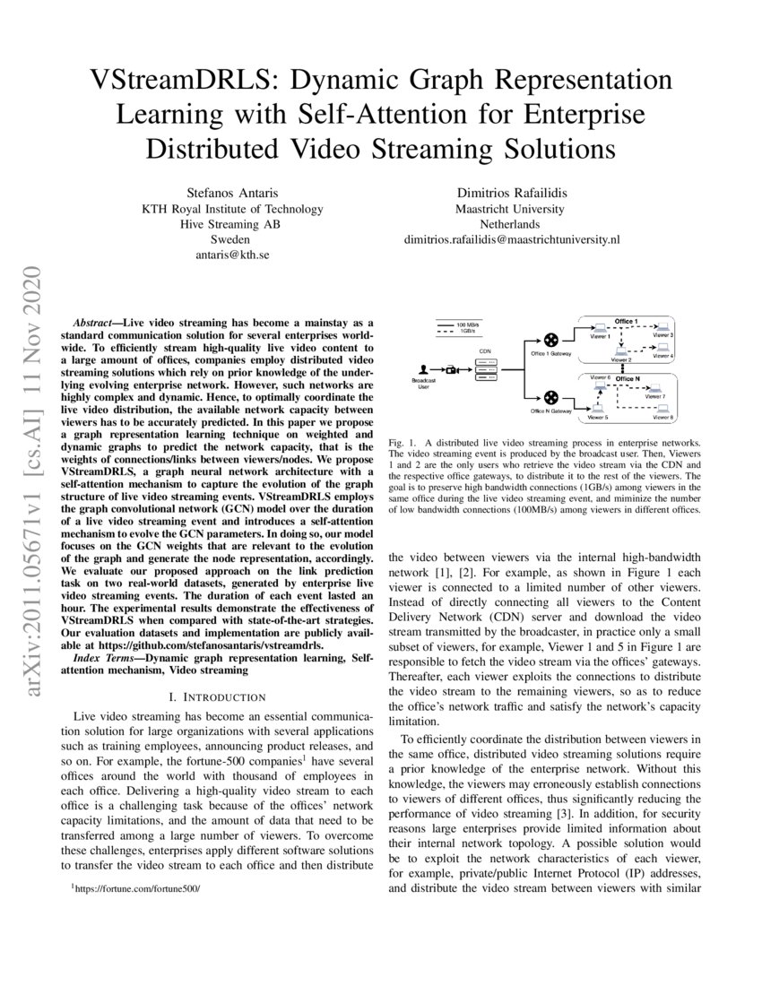 VStreamDRLS: Dynamic Graph Representation Learning with Self-Attention ...
