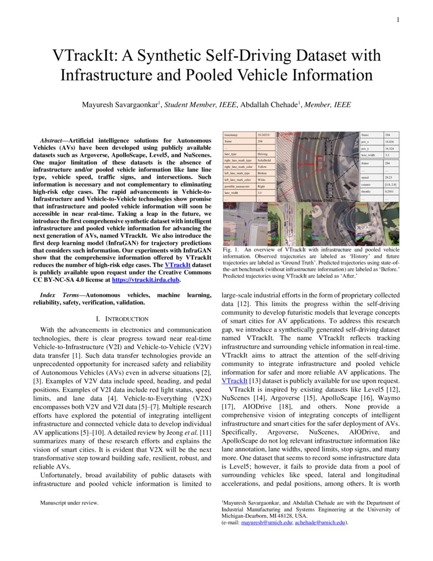 VTrackIt: A Synthetic Self-Driving Dataset with Infrastructure and ...