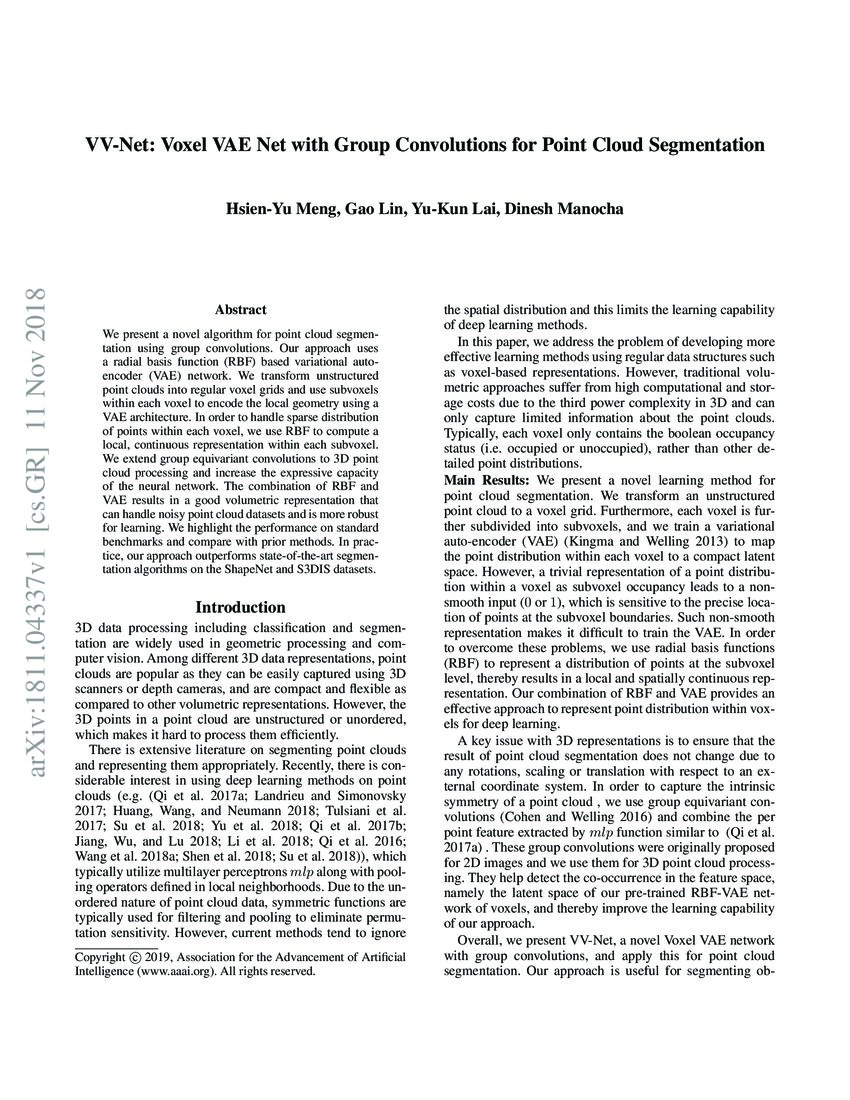 VV-Net: Voxel VAE Net with Group Convolutions for Point Cloud Segmentation | DeepAI