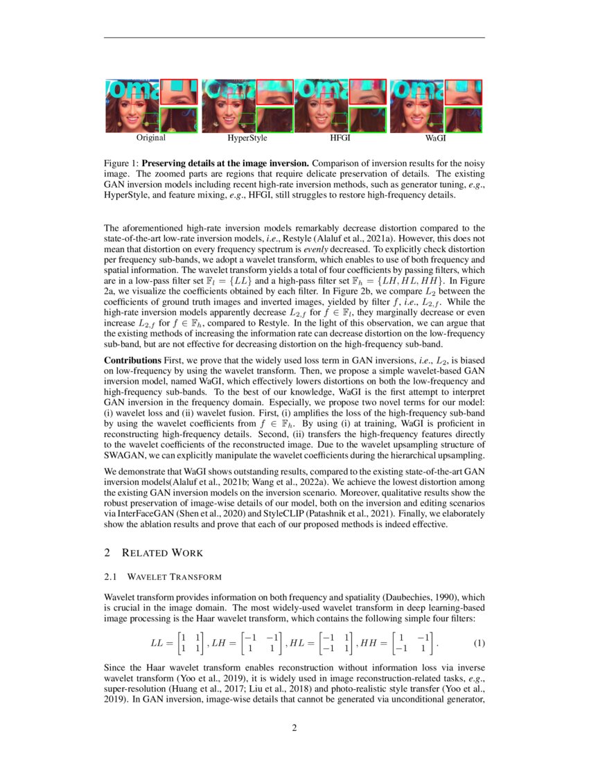 Wagi Wavelet Based Gan Inversion For Preserving High Frequency Image Details Deepai 