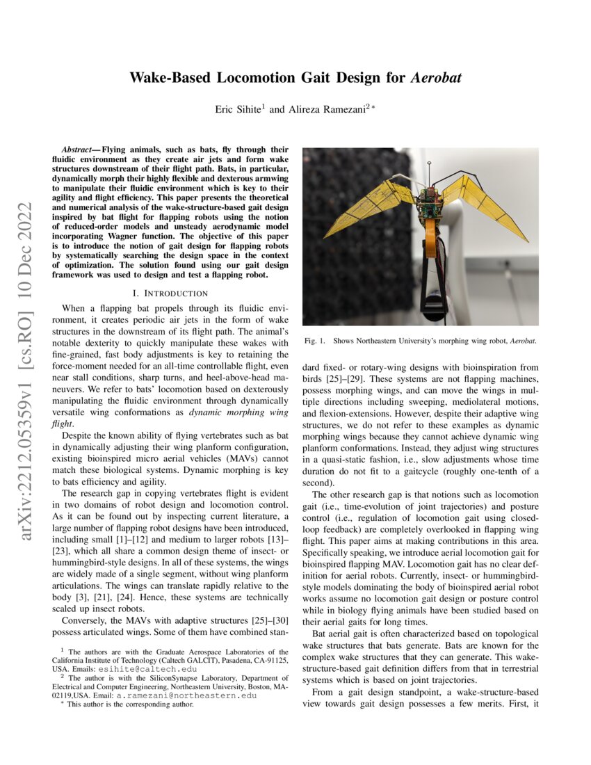 Wake-Based Locomotion Gait Design for Aerobat | DeepAI