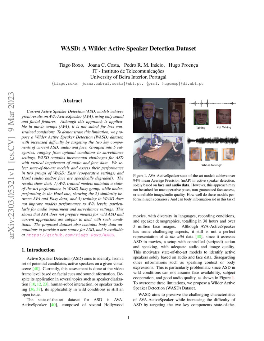 Wasd A Wilder Active Speaker Detection Dataset Deepai