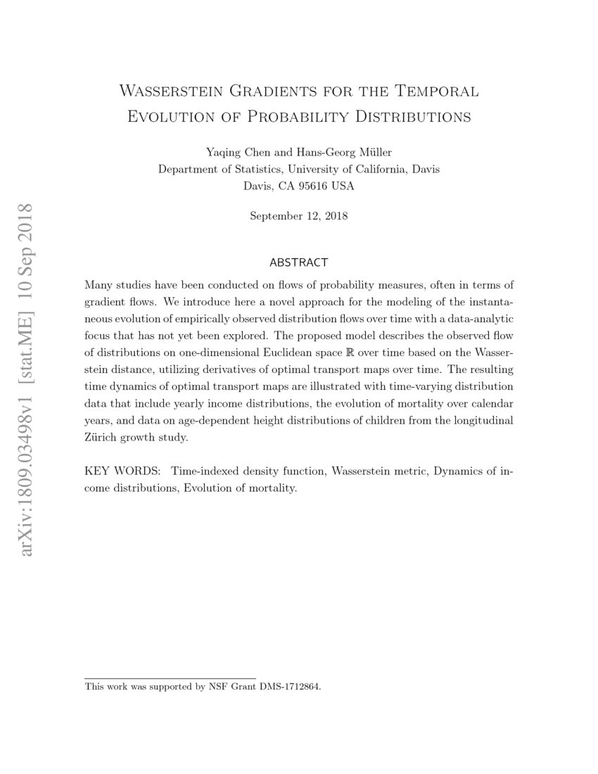 Wasserstein Gradients for the Temporal Evolution of Probability ...