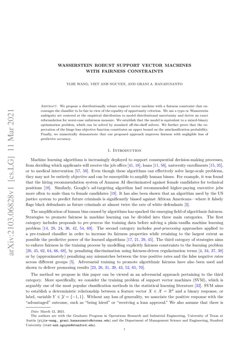 Wasserstein Robust Support Vector Machines With Fairness Constraints