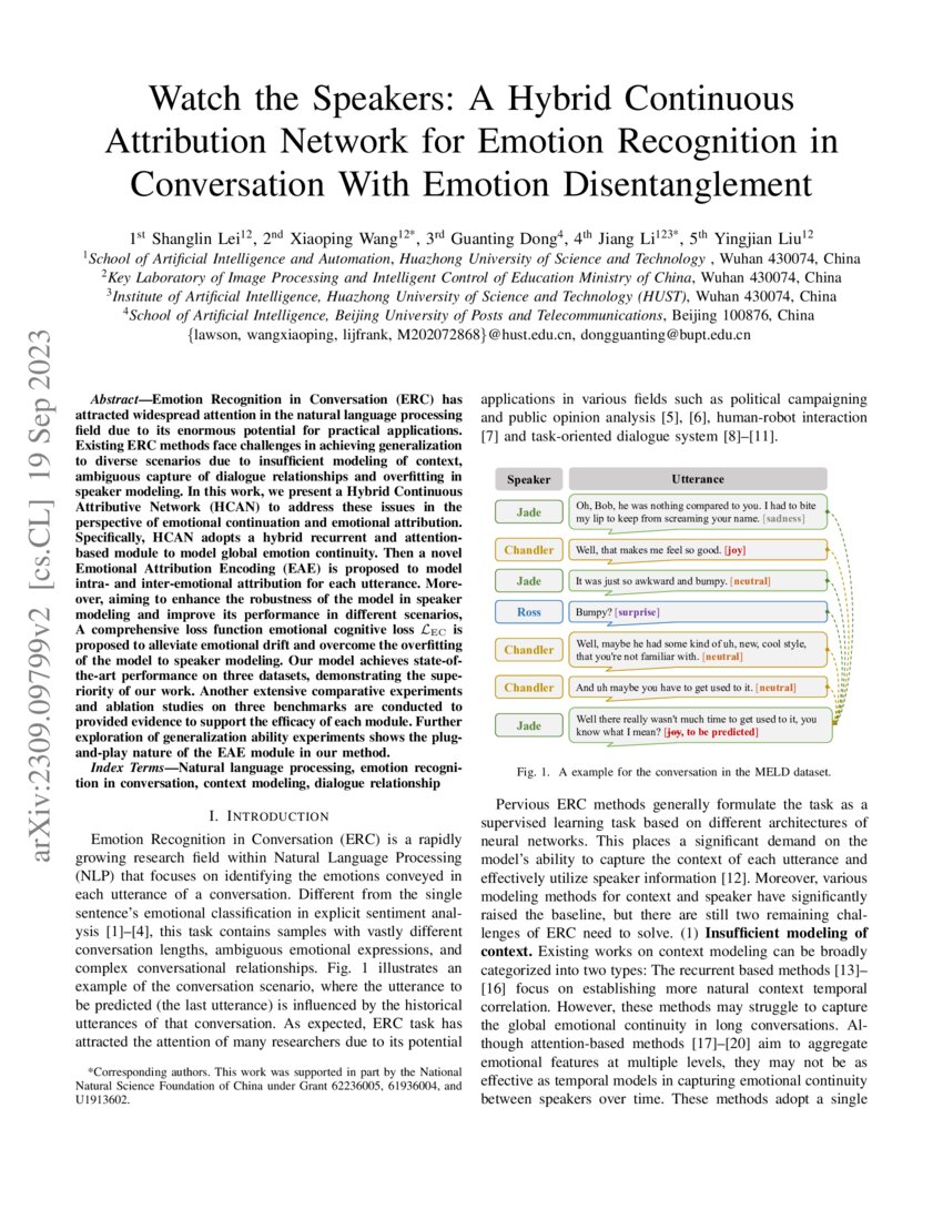 Watch the Speakers: A Hybrid Continuous Attribution Network for Emotion Recognition in ...
