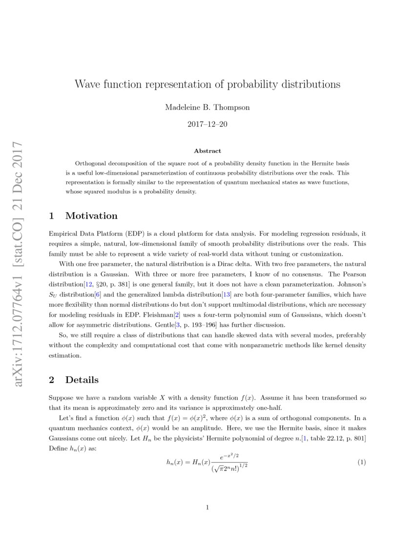 Wave function representation of probability distributions | DeepAI