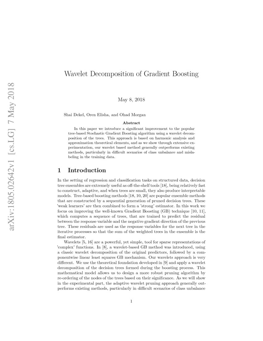 Wavelet Decomposition of Gradient Boosting | DeepAI