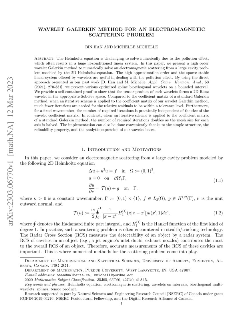 Wavelet Galerkin Method for an Electromagnetic Scattering Problem | DeepAI