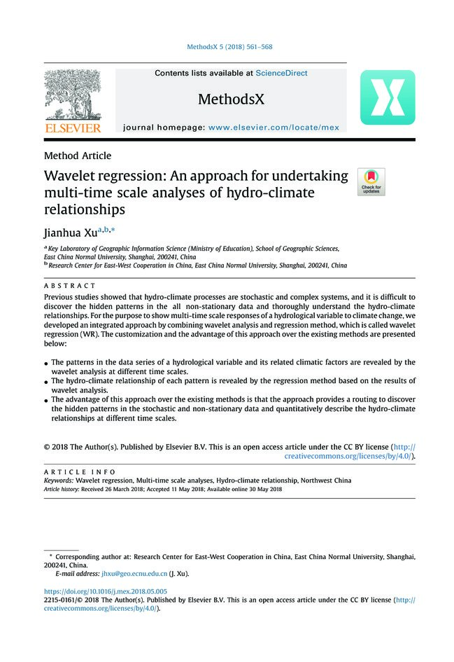 Wavelet regression: An approach for undertaking multi-time scale analyses of hydro-climate ...