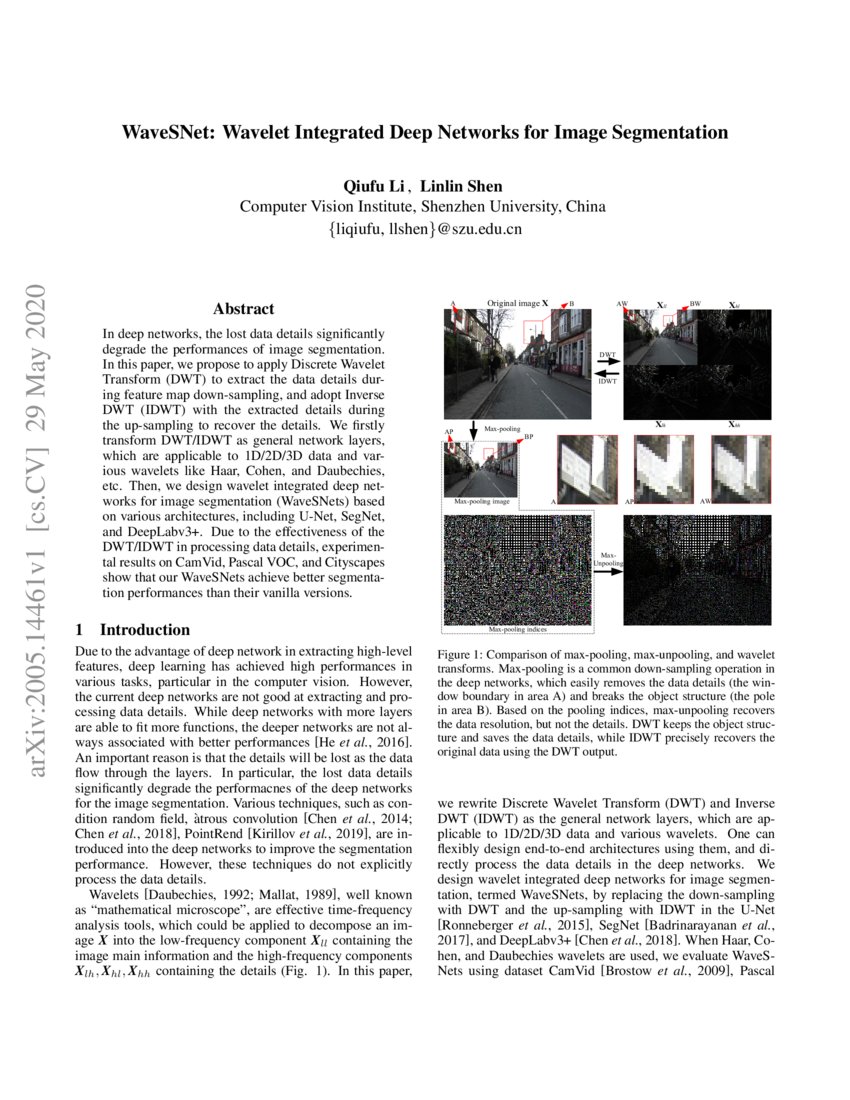 WaveSNet: Wavelet Integrated Deep Networks for Image Segmentation | DeepAI
