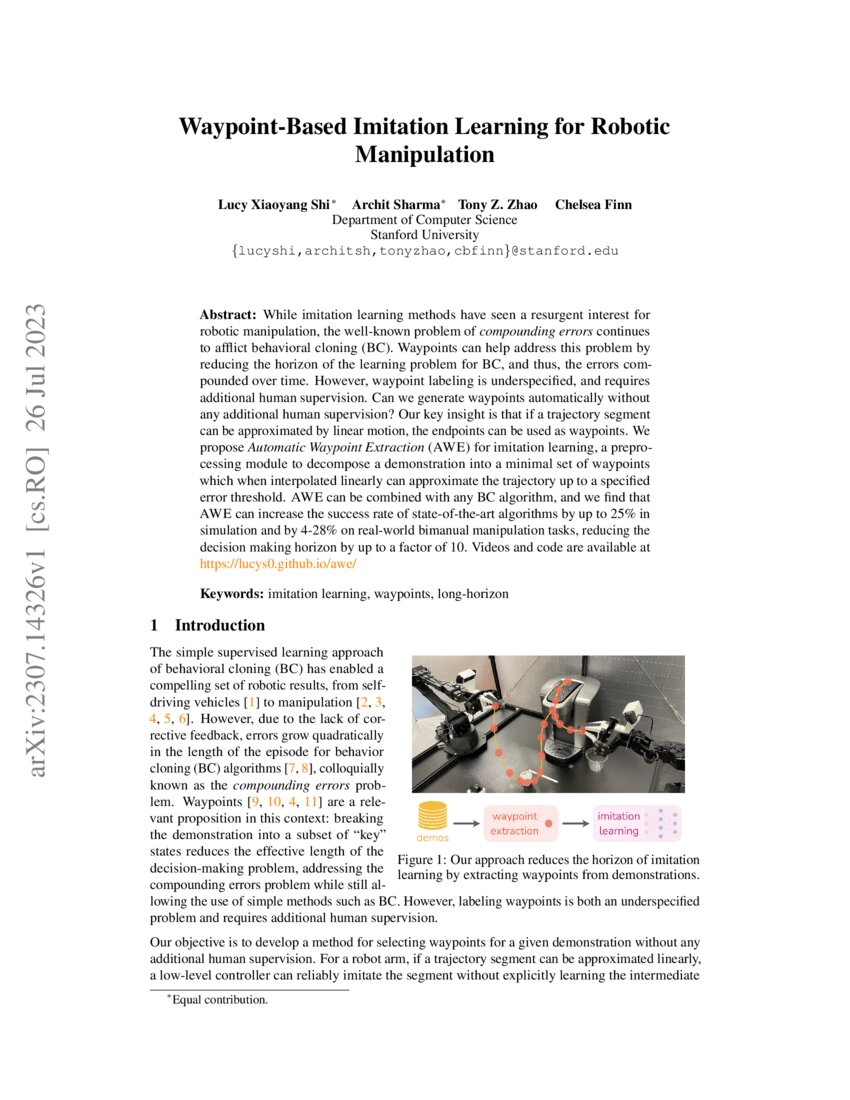Waypoint-Based Imitation Learning for Robotic Manipulation | DeepAI Waypoint-Based Imitation Learning for Robotic Manipulation | DeepAI