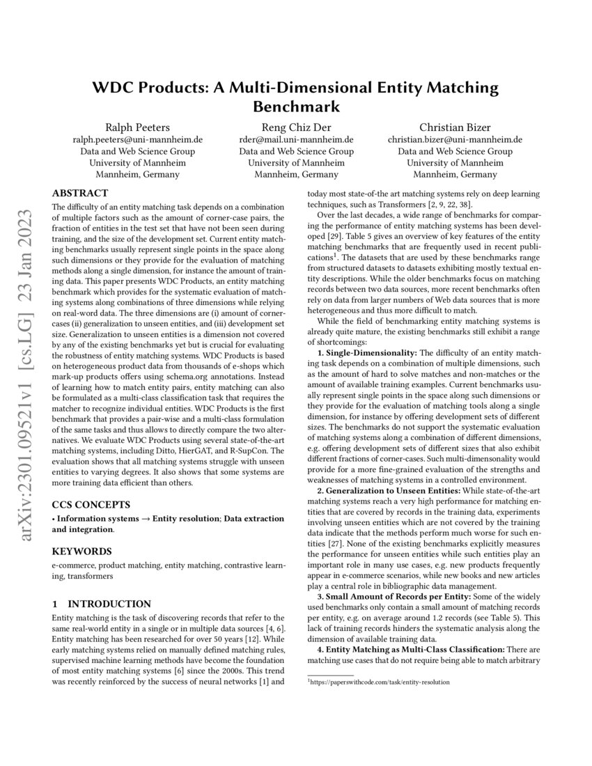 WDC Products: A Multi-Dimensional Entity Matching Benchmark | DeepAI