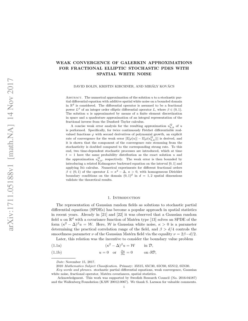 Weak Convergence Of Galerkin Approximations For Fractional Elliptic Stochastic Pdes With Spatial