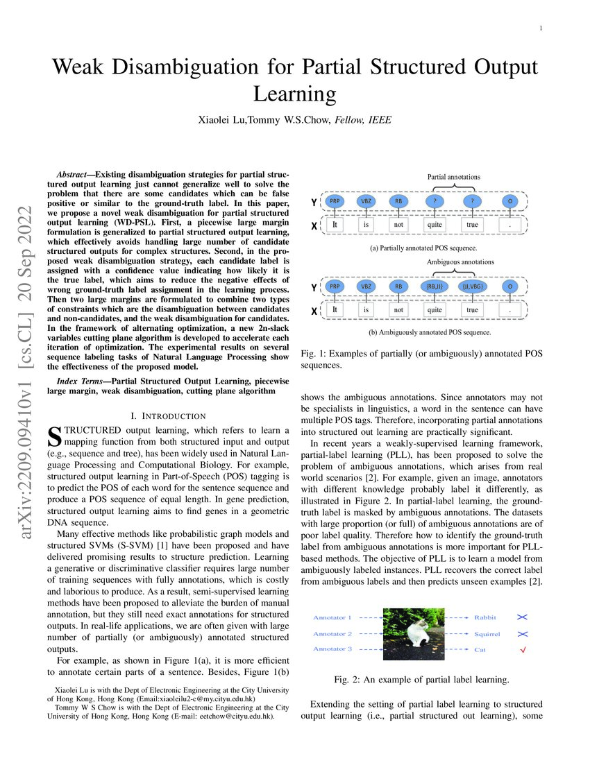 Weak Disambiguation For Partial Structured Output Learning Deepai