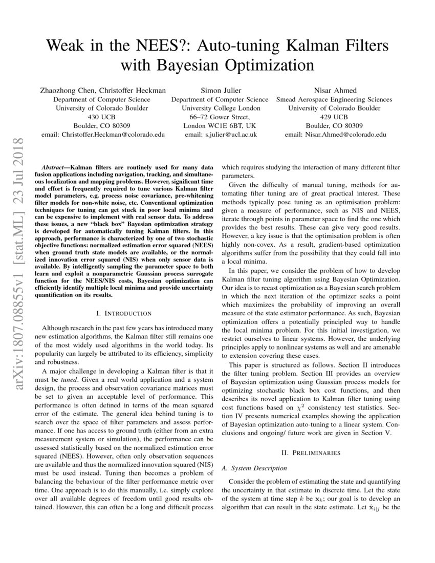 Weak in the NEES?: Auto-tuning Kalman Filters with Bayesian ...
