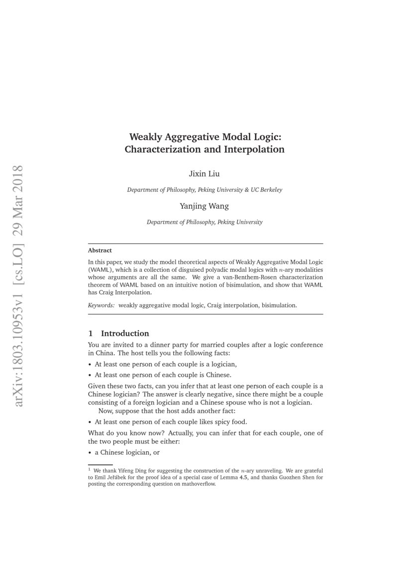 Weakly Aggregative Modal Logic: Characterization and Interpolation | DeepAI