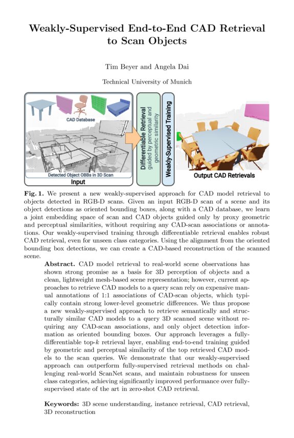 Weakly-Supervised End-to-End CAD Retrieval to Scan Objects | DeepAI