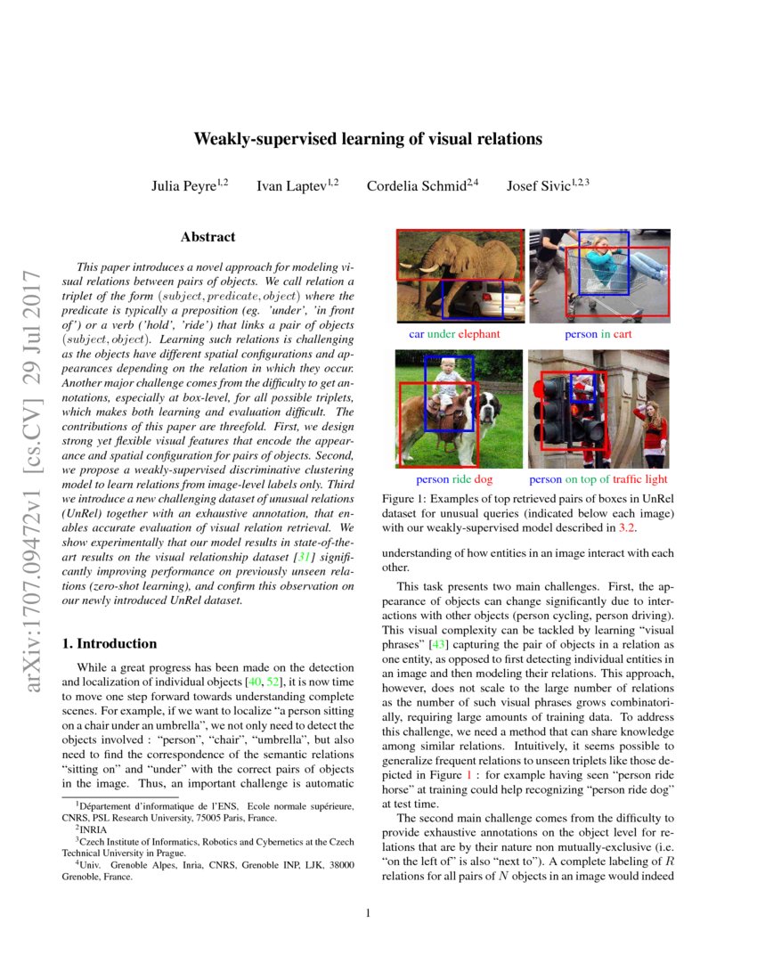 Weakly-supervised learning of visual relations | DeepAI