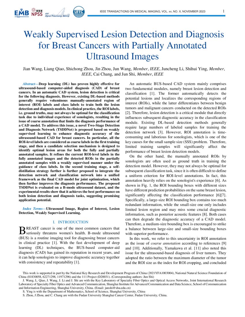 Weakly Supervised Lesion Detection and Diagnosis for Breast Cancers with Partially Annotated ...