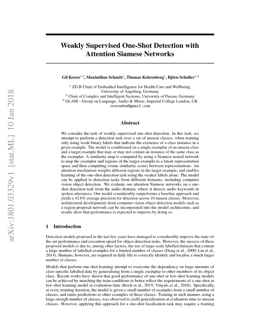 Weakly Supervised One Shot Detection With Attention Siamese Networks