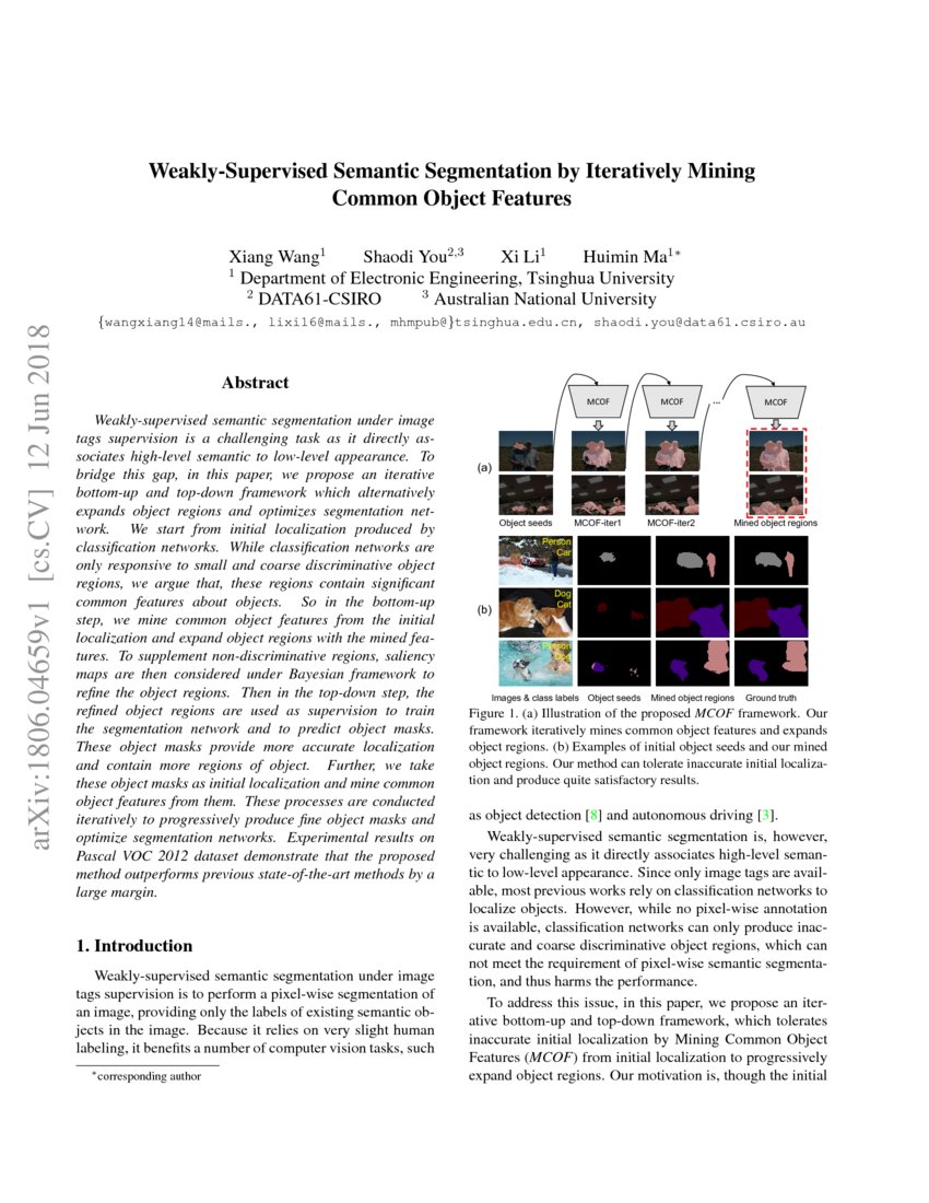 Weakly Supervised Semantic Segmentation By Iteratively Mining Common Object Features Deepai