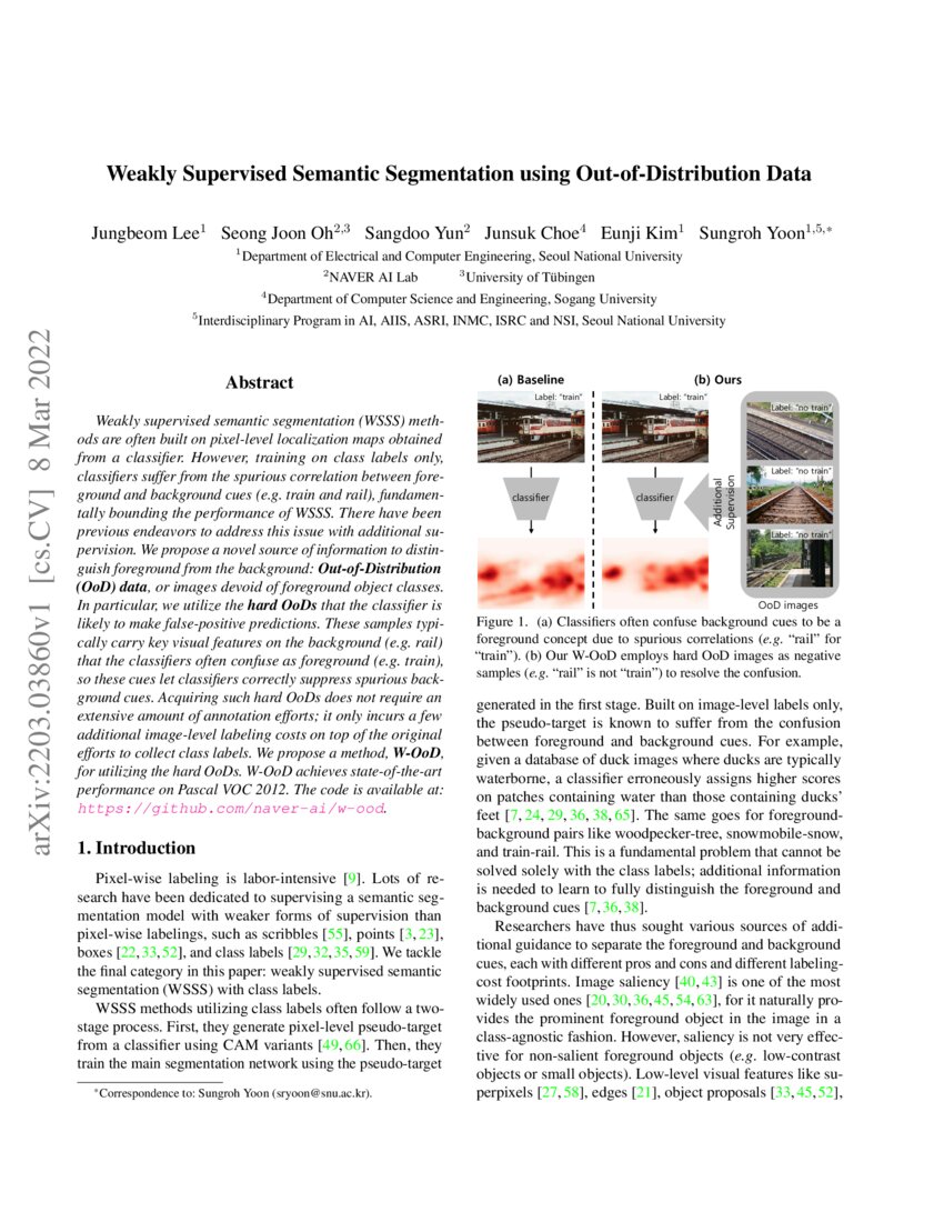 Weakly Supervised Semantic Segmentation using Out-of-Distribution Data | DeepAI