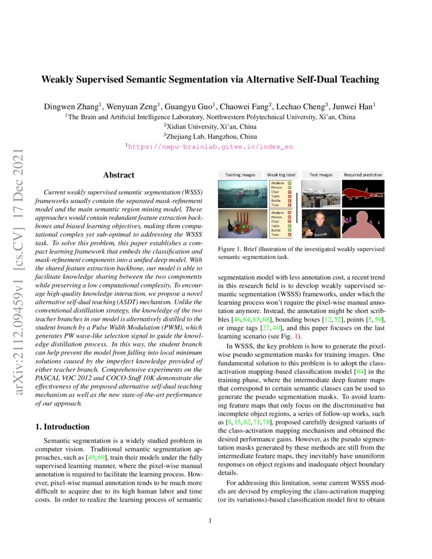 Weakly Supervised Semantic Segmentation via Alternative Self-Dual ...
