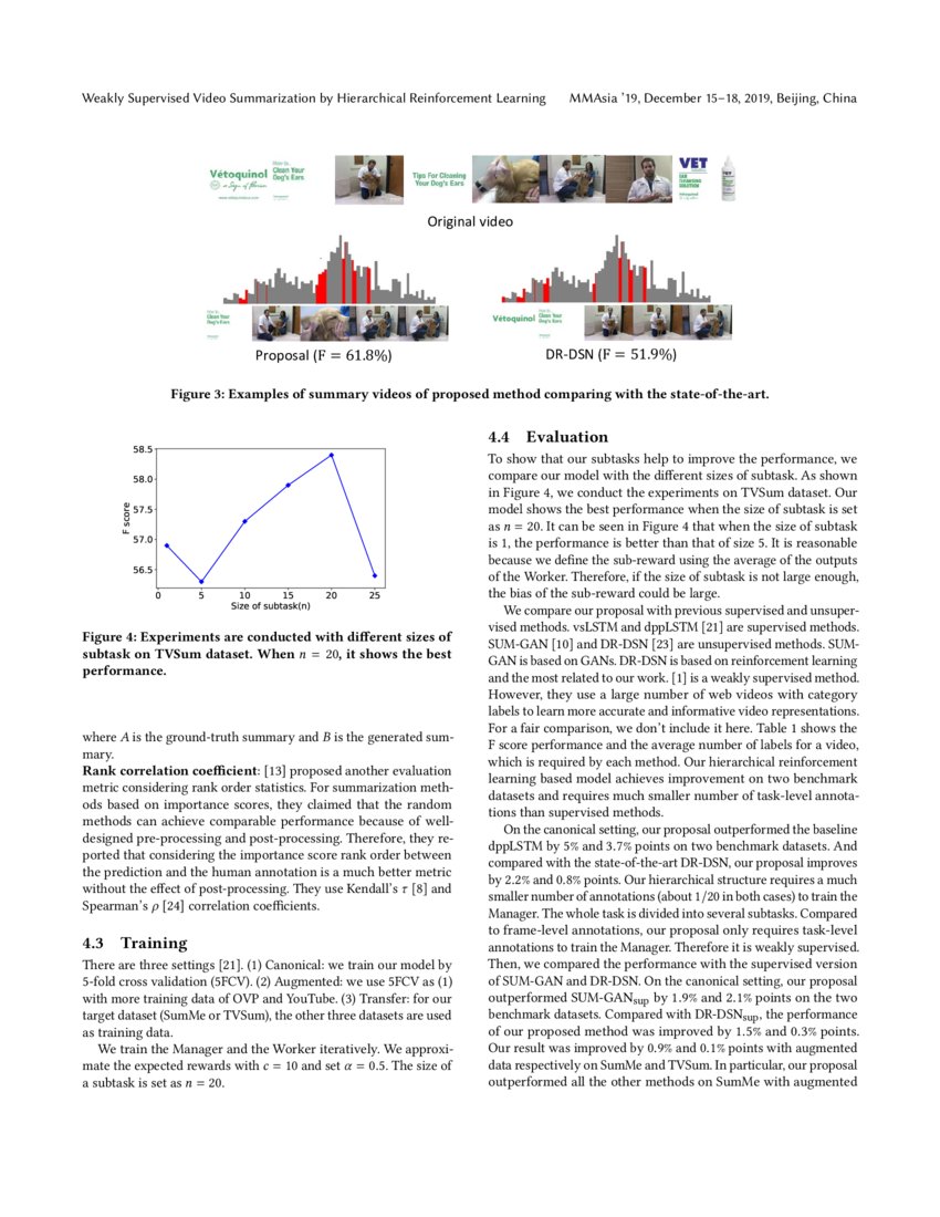 Weakly Supervised Video Summarization By Hierarchical Reinforcement