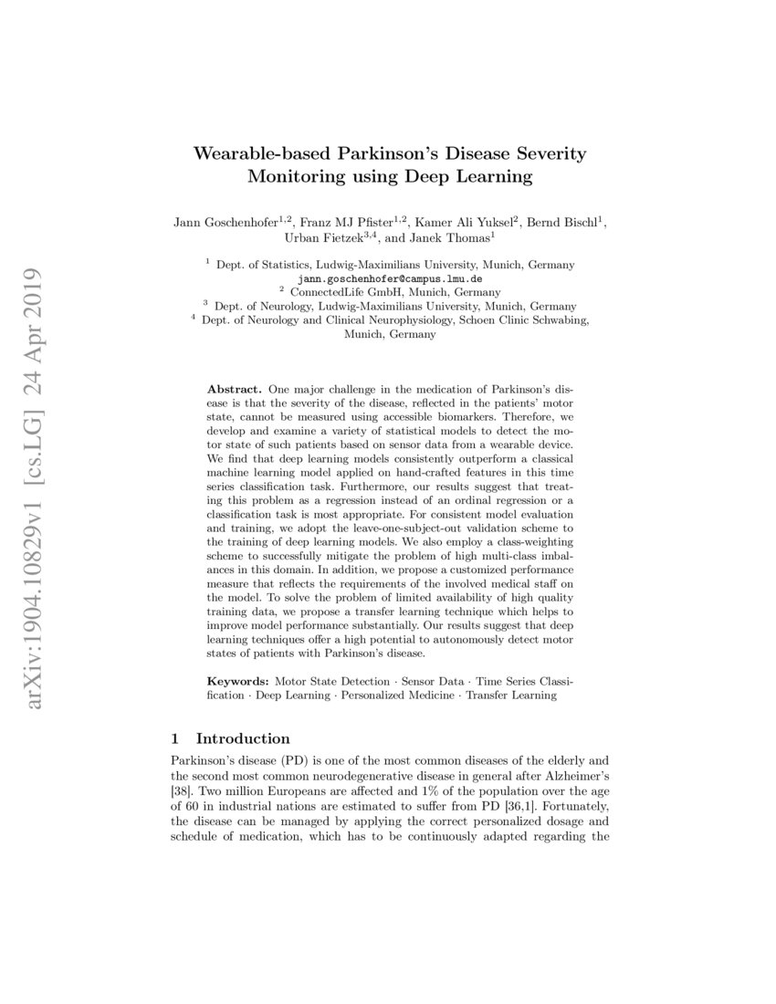 Wearable-based Parkinson's Disease Severity Monitoring using Deep ...