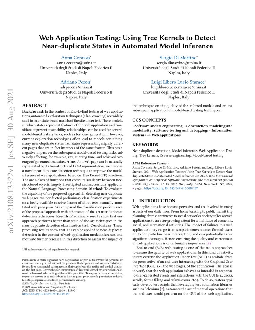 Web Application Testing Using Tree Kernels To Detect Near Duplicate States In Automated Model