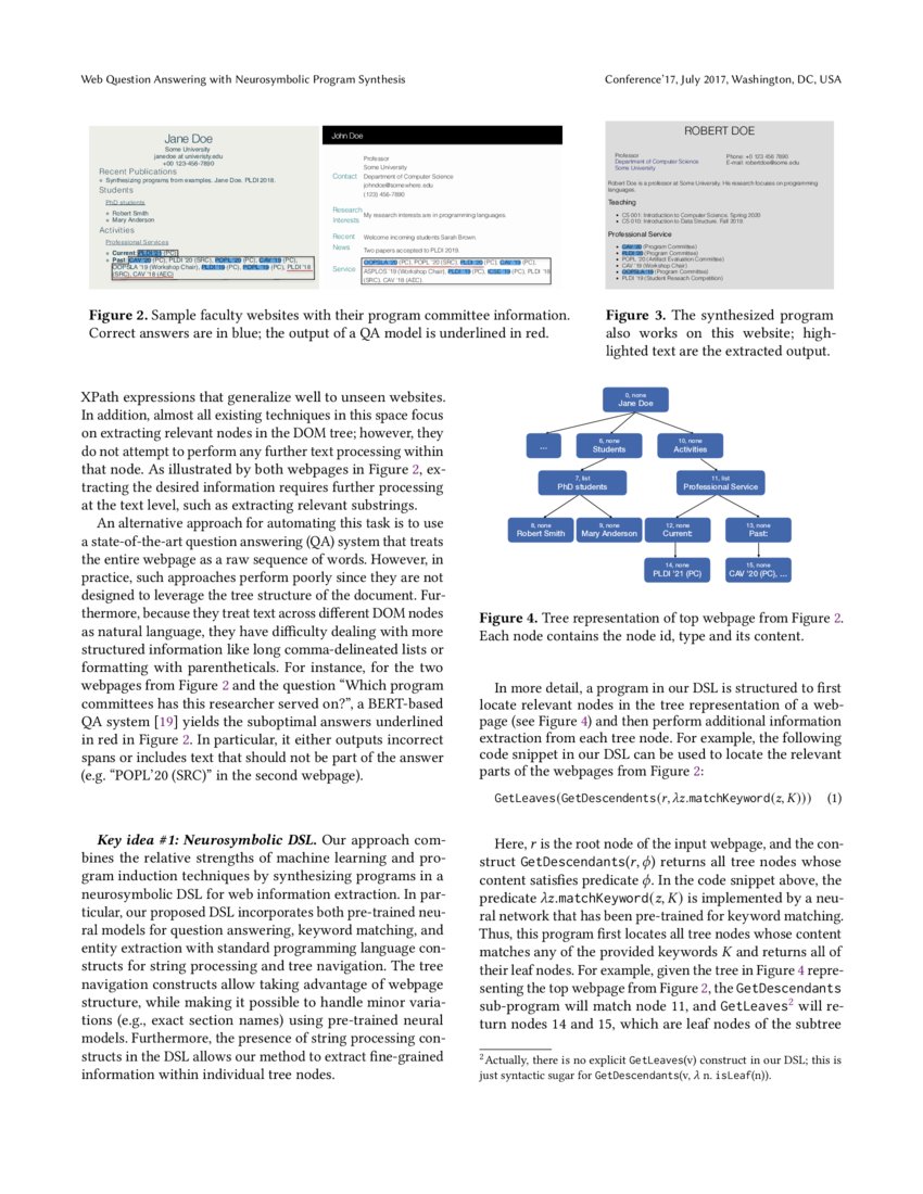 Web Question Answering with Neurosymbolic Program Synthesis | DeepAI