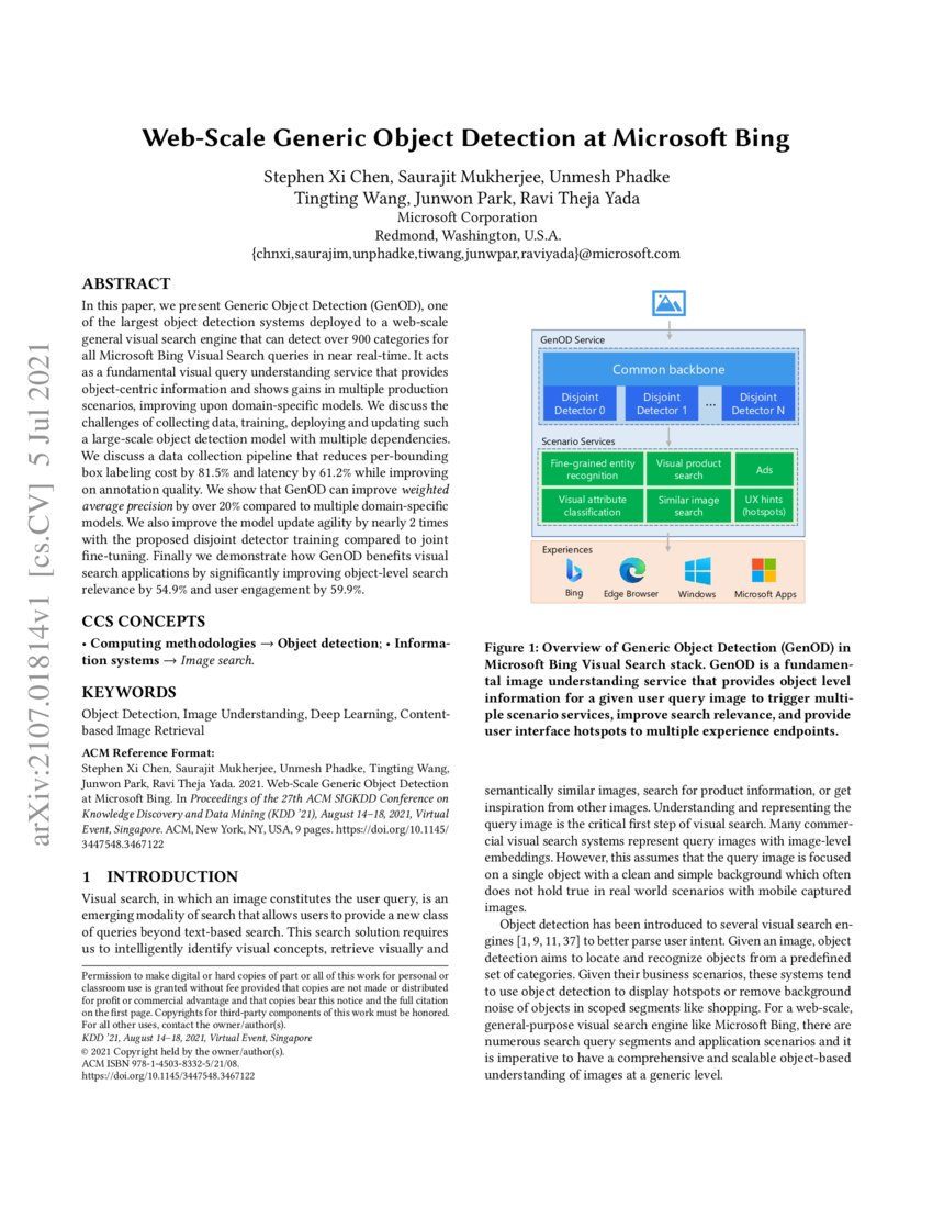Web Scale Generic Object Detection At Microsoft Bing Deepai
