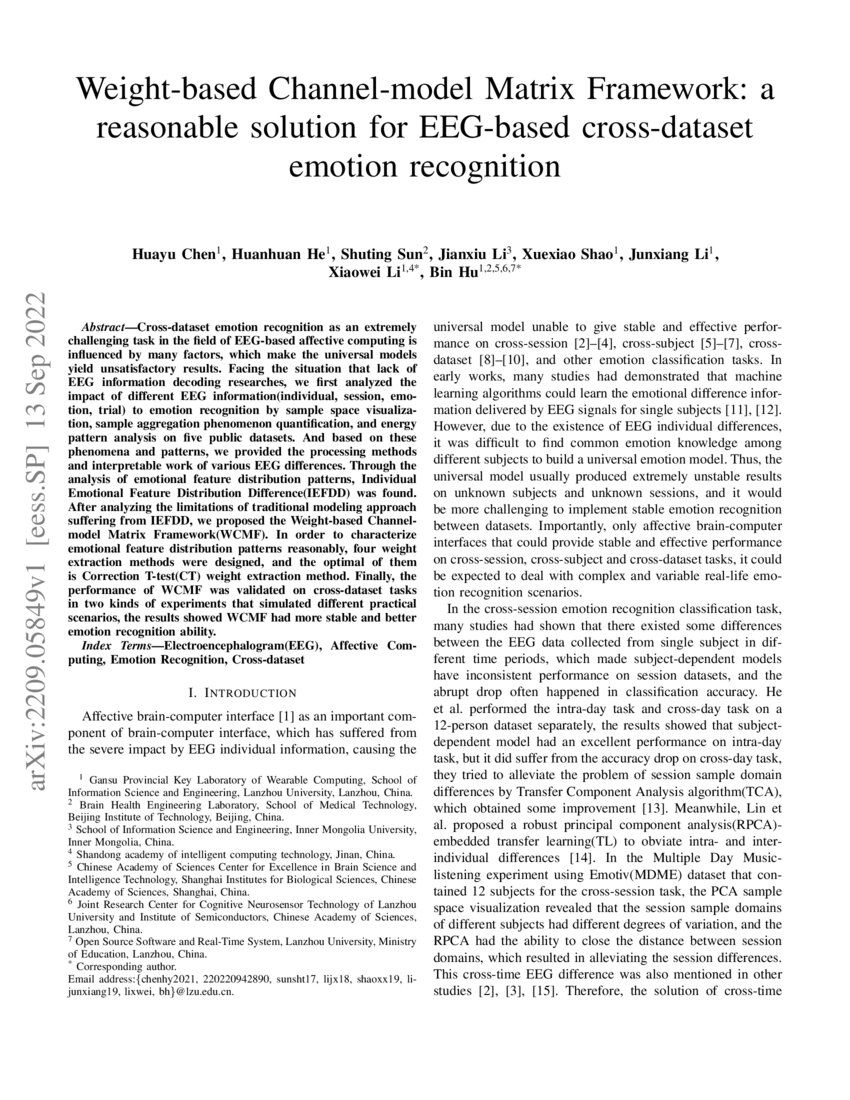 Weight-based Channel-model Matrix Framework: a reasonable solution for ... Weight-based Channel-model Matrix Framework: a reasonable solution for ...