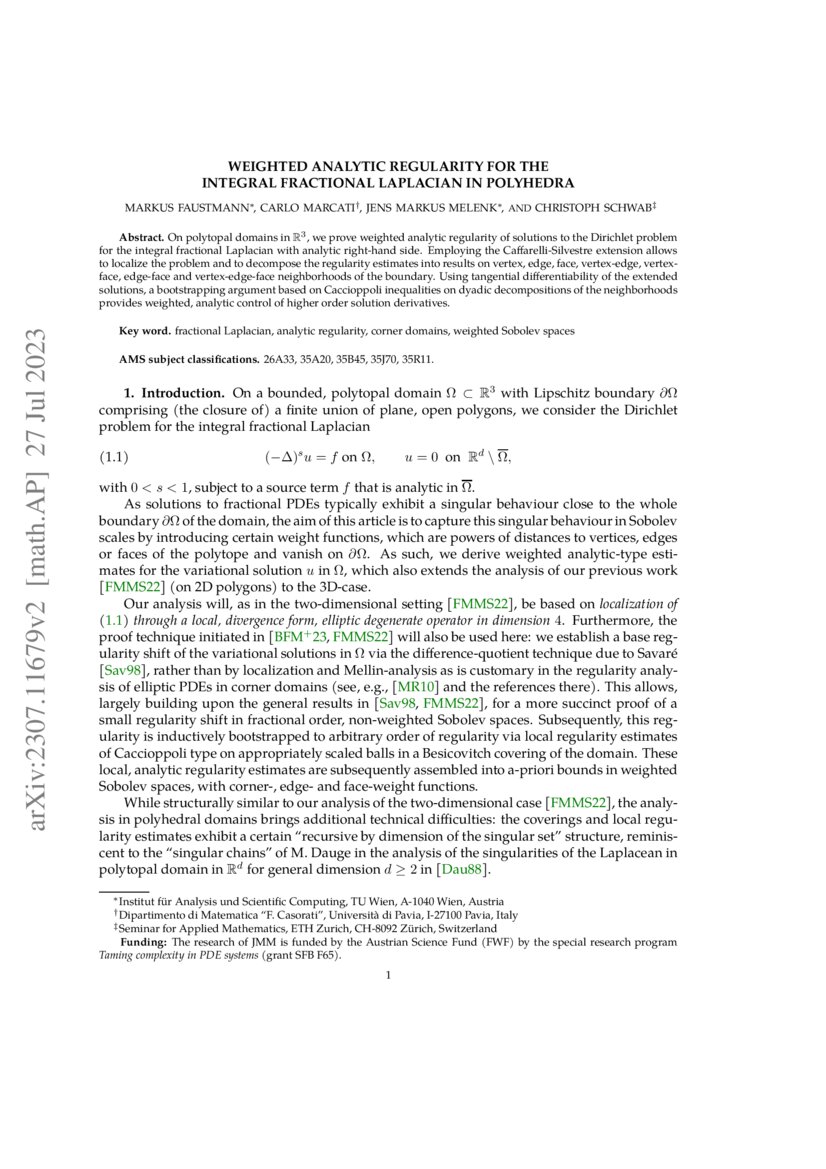 Weighted Analytic Regularity For The Integral Fractional Laplacian In Polyhedra Deepai