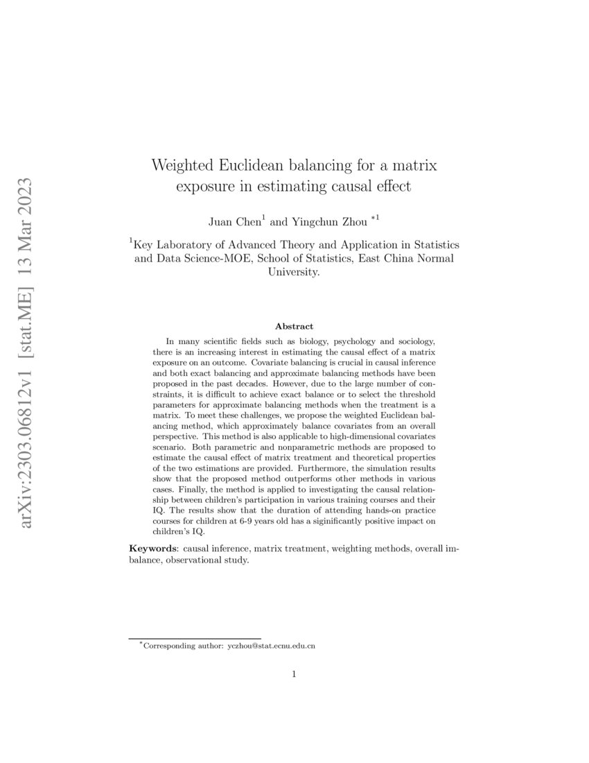 Weighted Euclidean Balancing For A Matrix Exposure In Estimating Causal