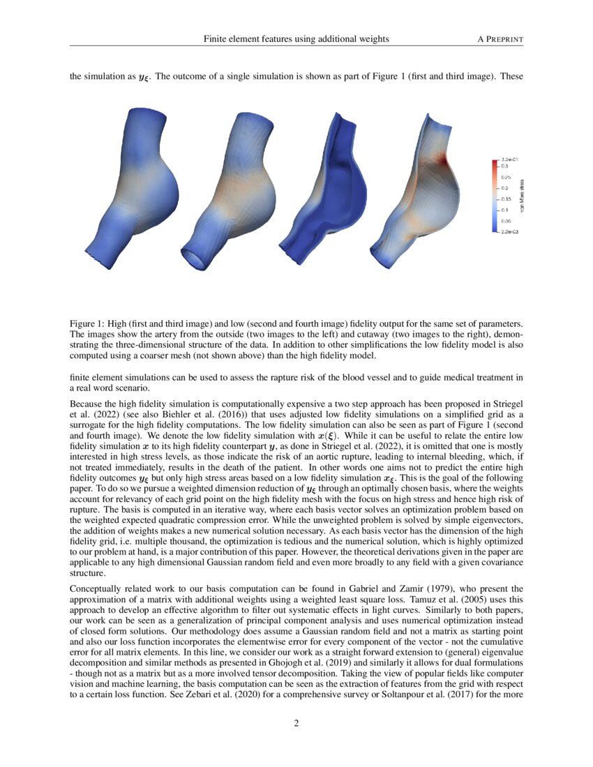 Weighted high dimensional data reduction of finite Element Features ...