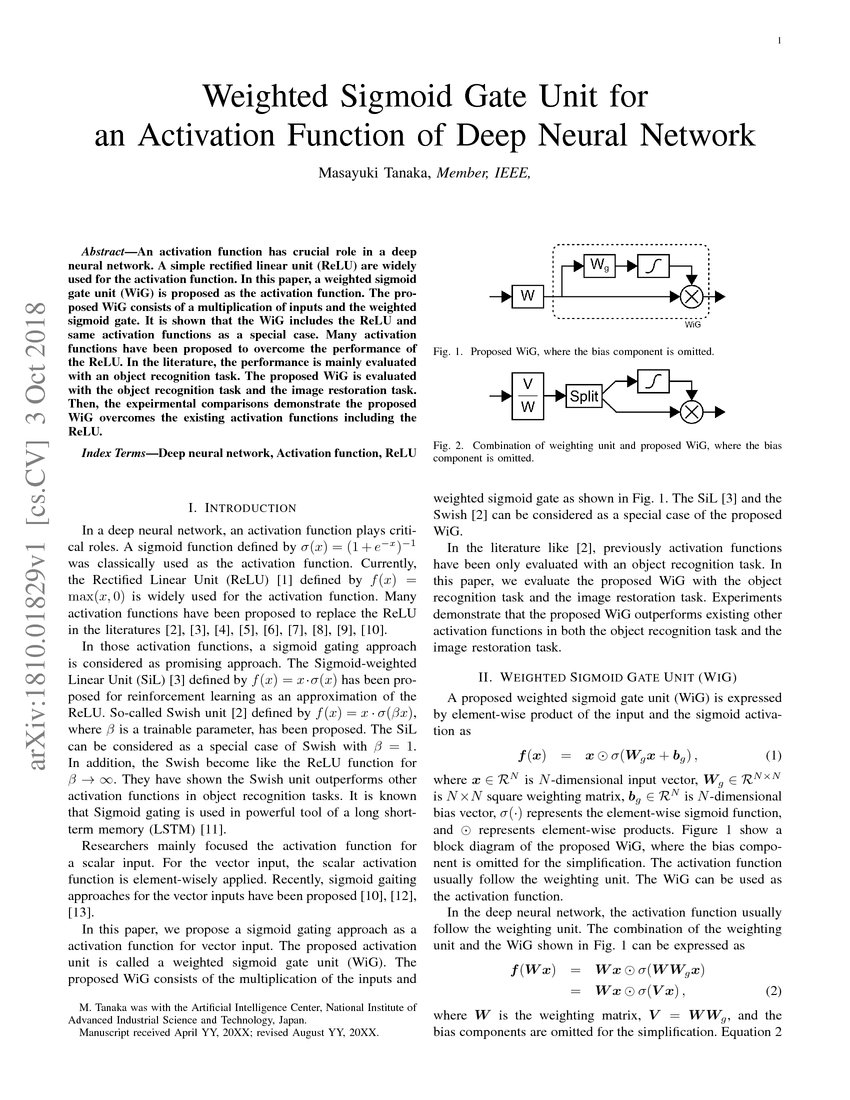 Weighted Sigmoid Gate Unit for an Activation Function of Deep Neural ...