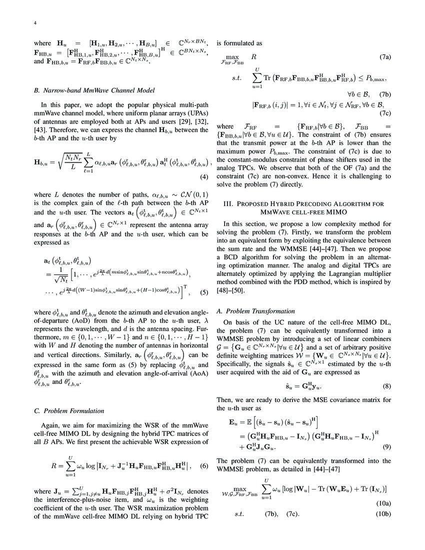 Weighted Sum Rate Maximization Of The Mmwave Cell Free Mimo Downlink Relying On Hybrid Precoding