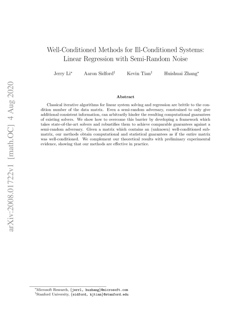 Well-Conditioned Methods for Ill-Conditioned Systems: Linear Regression ...