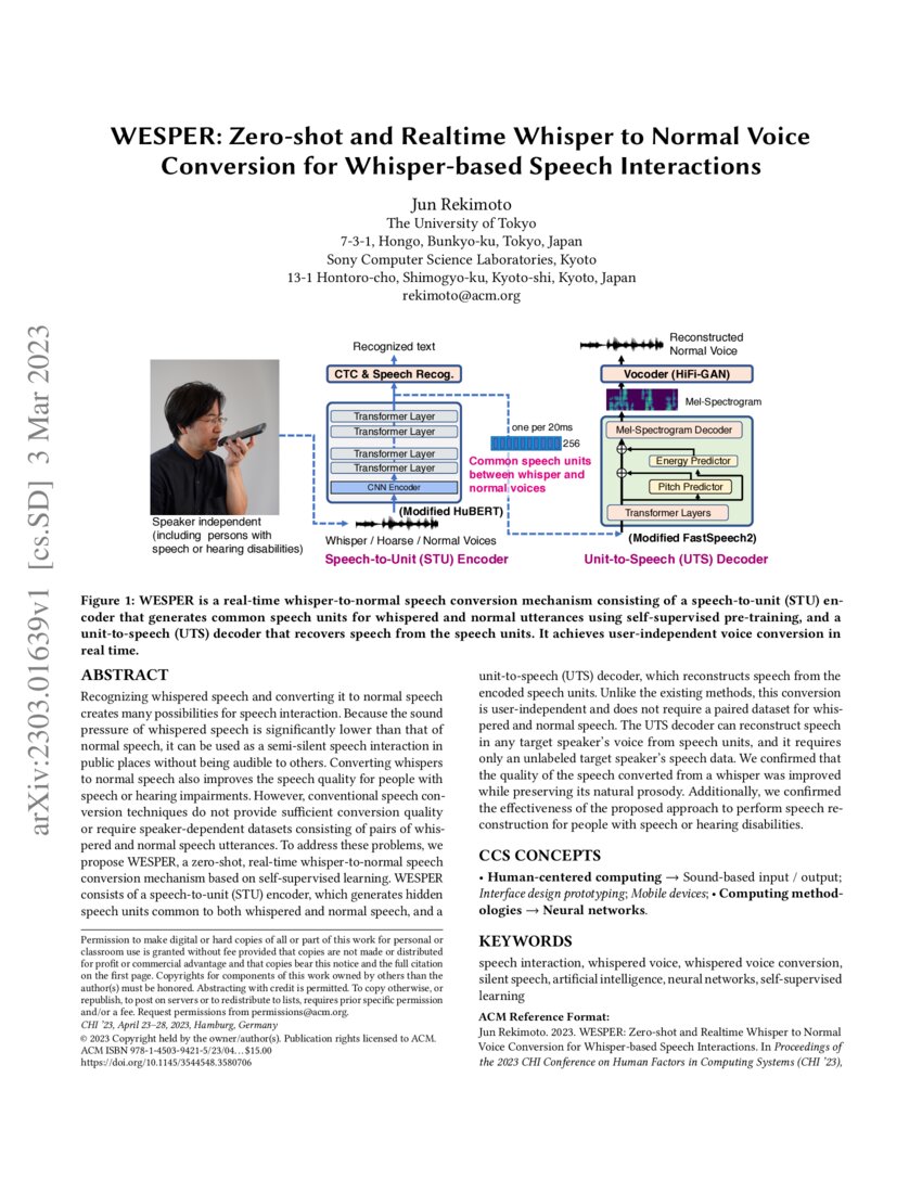 WESPER: Zero-shot and Realtime Whisper to Normal Voice Conversion for Whisper-based Speech ...