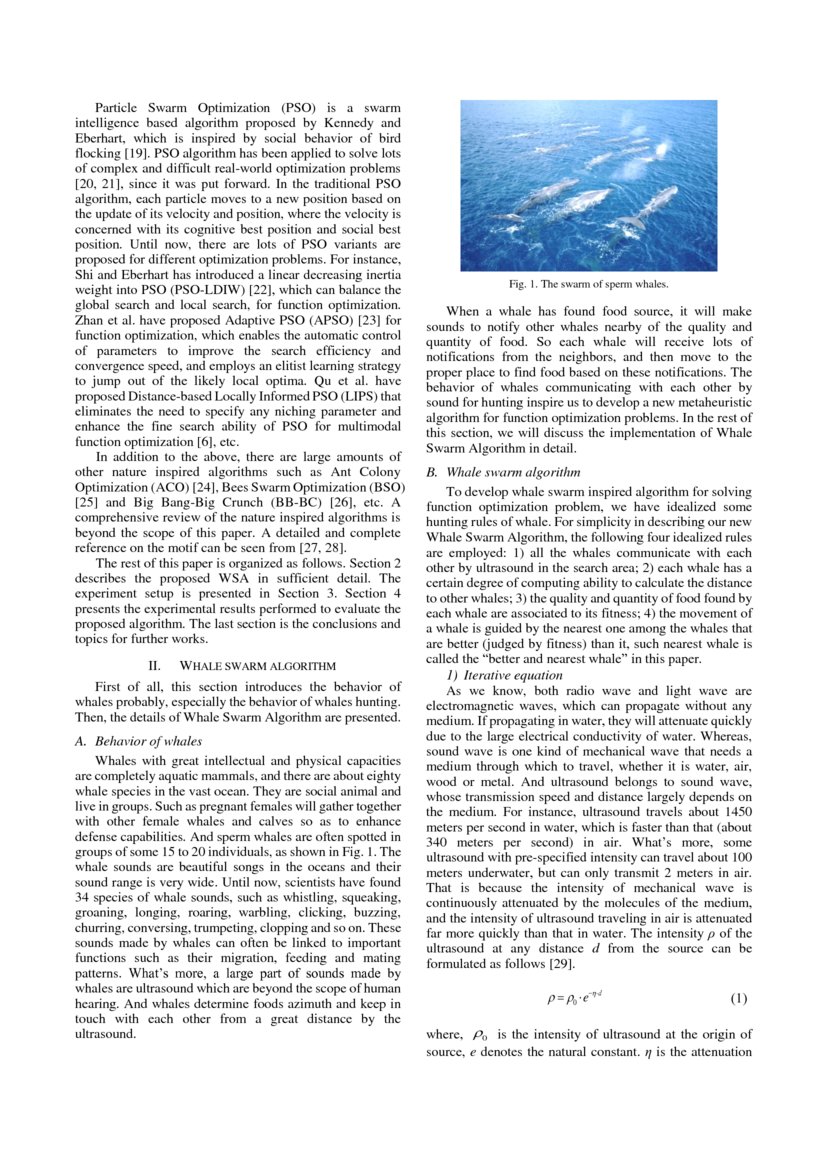 Whale Swarm Algorithm For Function Optimization Deepai