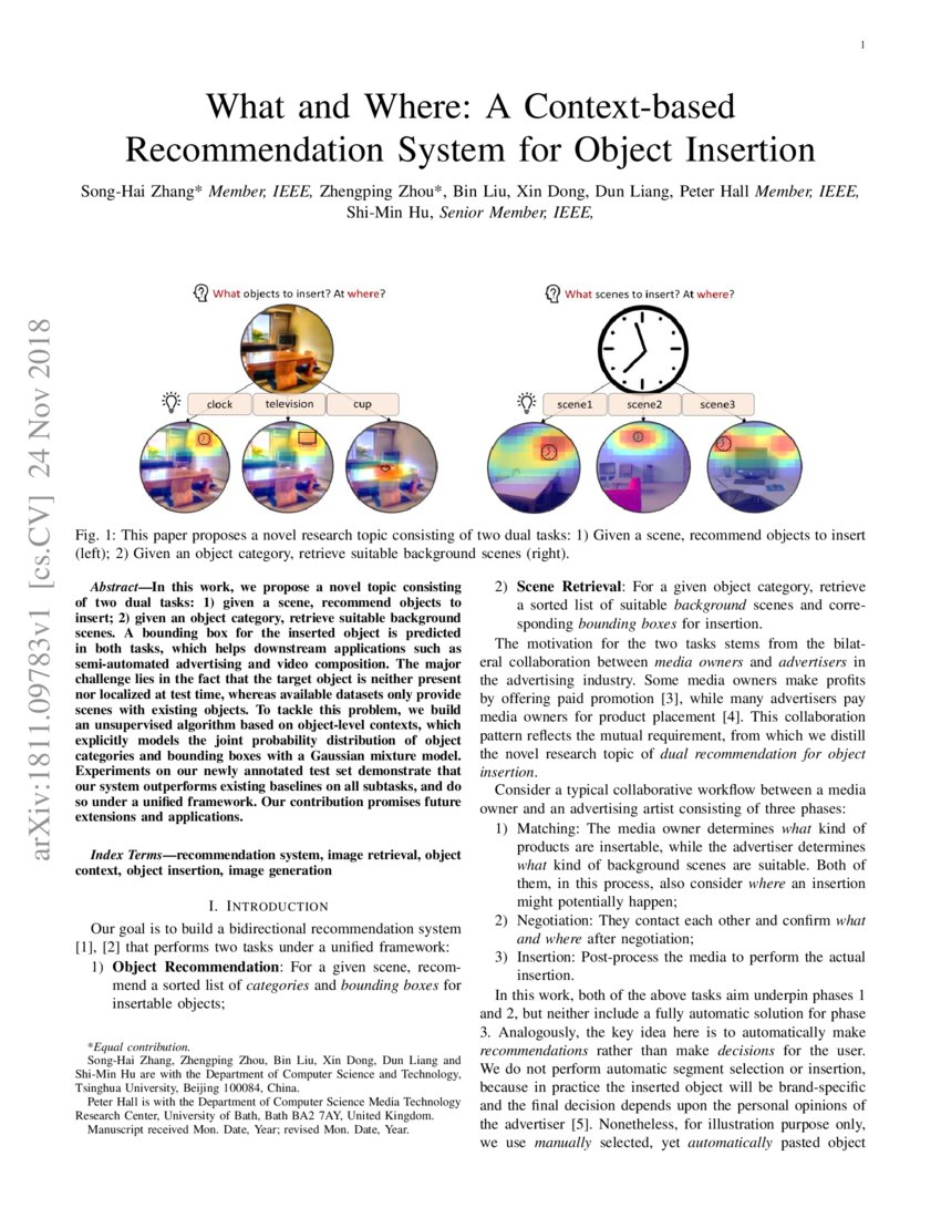 What and Where: A Context-based Recommendation System for Object ...