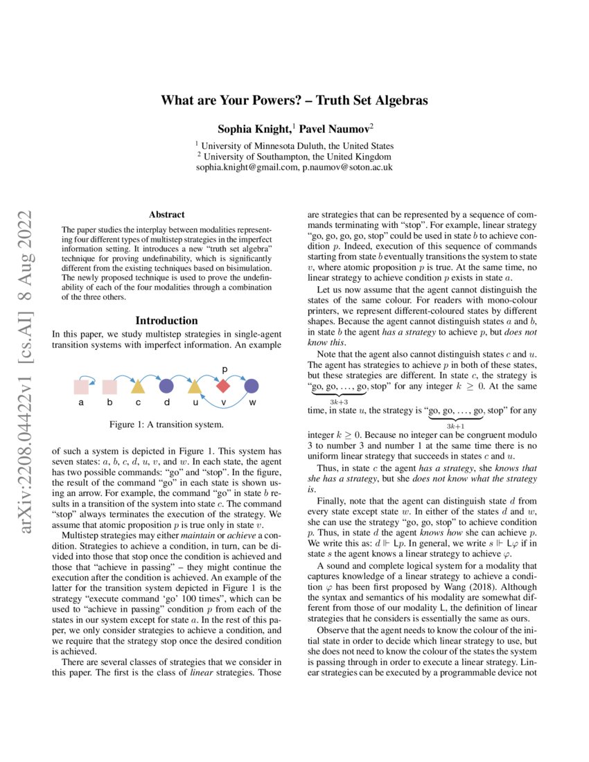 What are Your Powers? – Truth Set Algebras | DeepAI